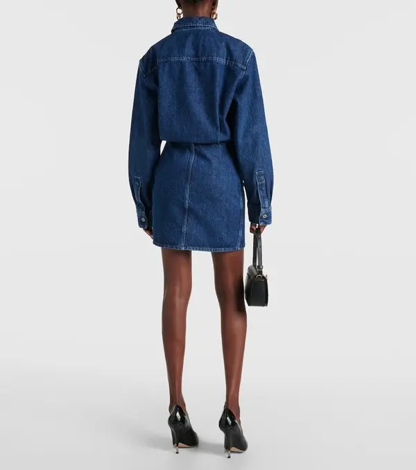 Off-White Asymmetric Denim Shirt Dress