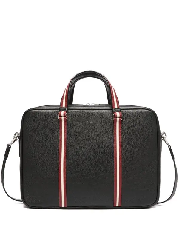 Bally Stripe-detail Leather Briefcase - Black