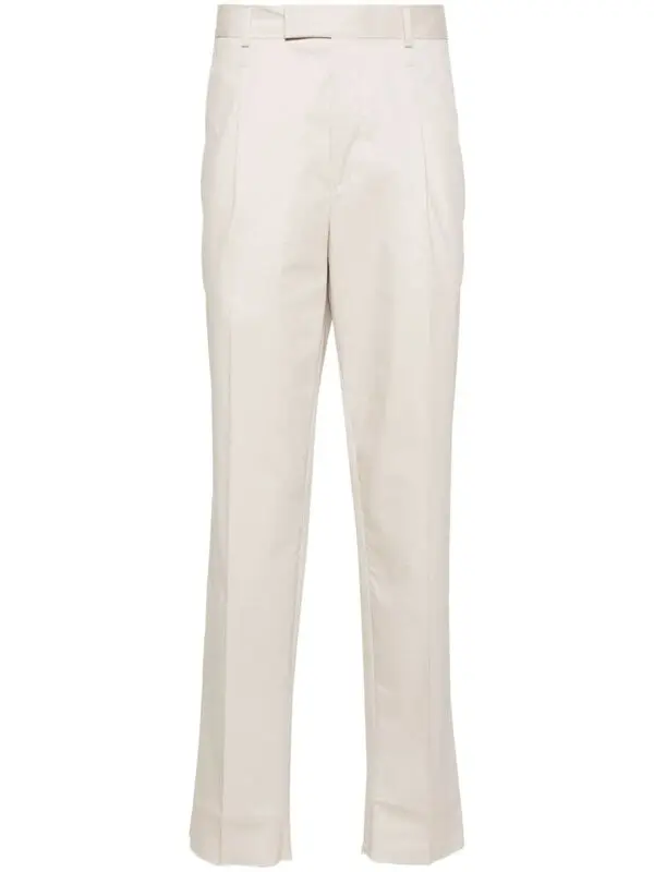 Zegna Mid-rise Pleated Chino Trousers - Neutrals