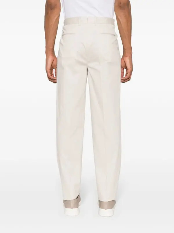 Zegna Mid-rise Pleated Chino Trousers - Neutrals