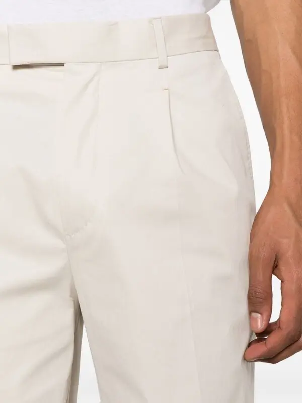 Zegna Mid-rise Pleated Chino Trousers - Neutrals