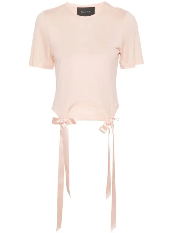 Simone Rocha Bow-detail T-shirt - Pink
