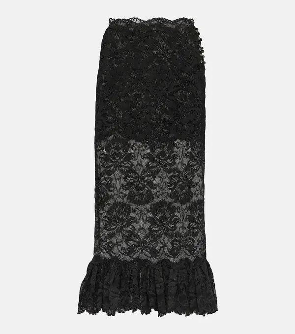 Rabanne Lace Midi Skirt - Black
