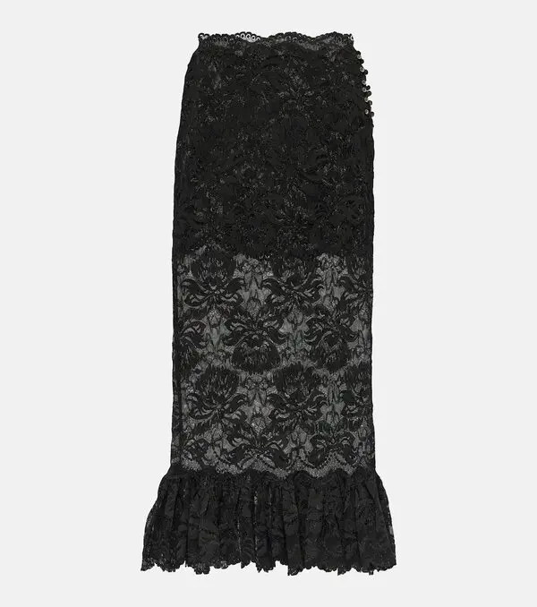 Rabanne Lace Midi Skirt - Black