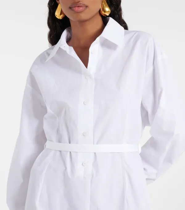 PATOU Cotton Shirt Dress With Ruffled Hem - White
