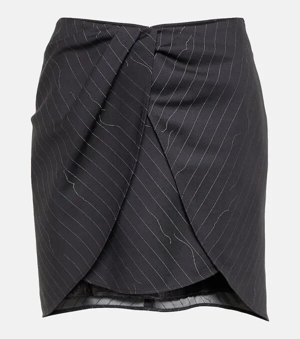 Off-White Pinstripe Wool Blend Miniskirt - Grey