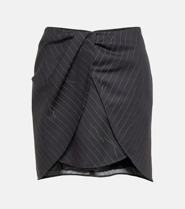 Off-White Pinstripe Wool Blend Miniskirt - Grey