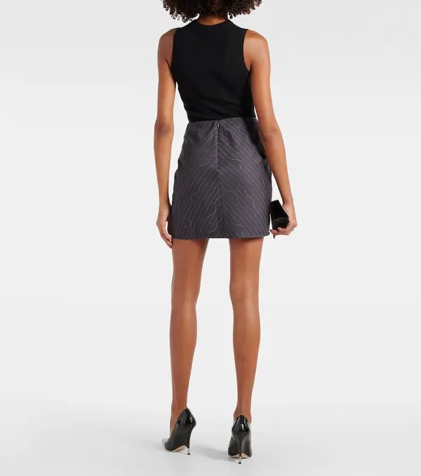 Off-White Pinstripe Wool Blend Miniskirt - Grey