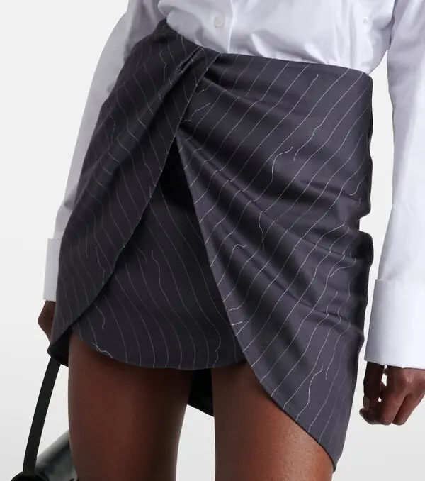 Off-White Pinstripe Wool Blend Miniskirt - Grey