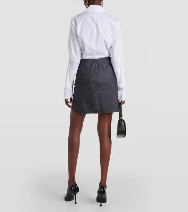Off-White Pinstripe Wool Blend Miniskirt - Grey