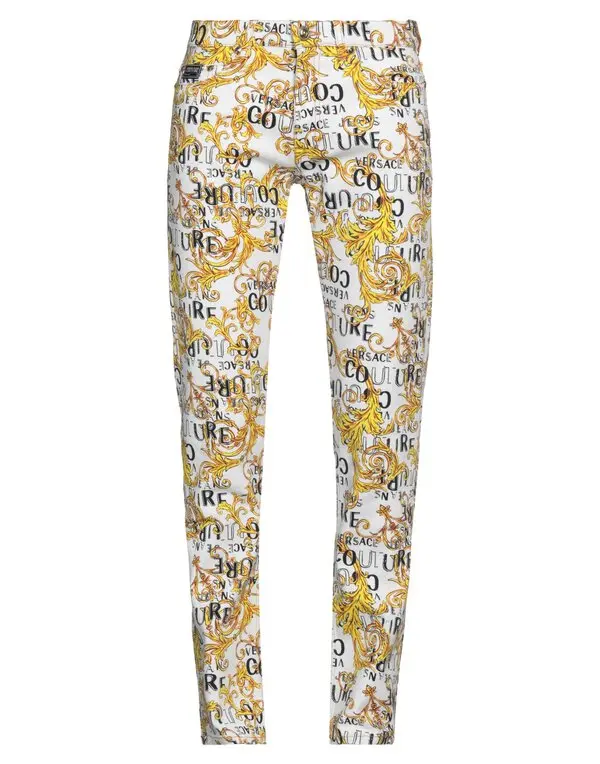 Versace Straight Leg Cotton-blend Pants - White