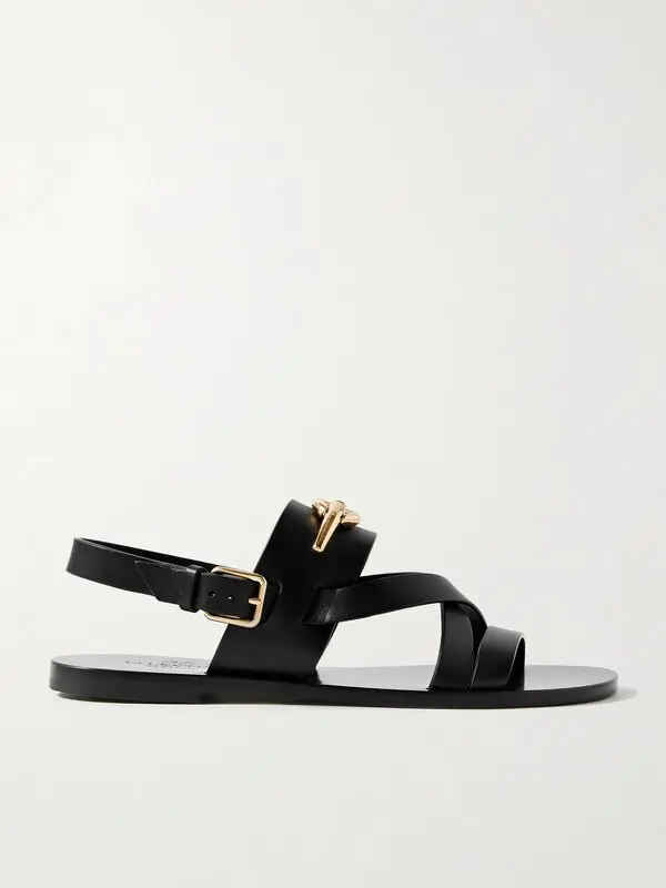 Valentino Garavani Vlogo Embellished Leather Sandals - Black