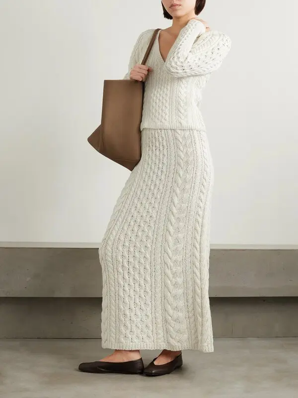 Gabriela Hearst Callum Cable-knit Cashmere Maxi Skirt