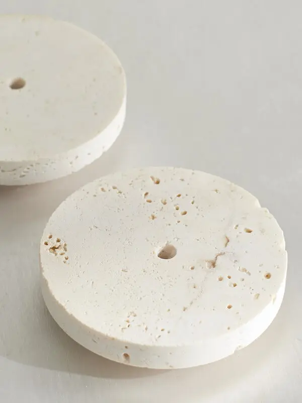 RÓHE Dish Small Set Of Three Travertine Candleholders