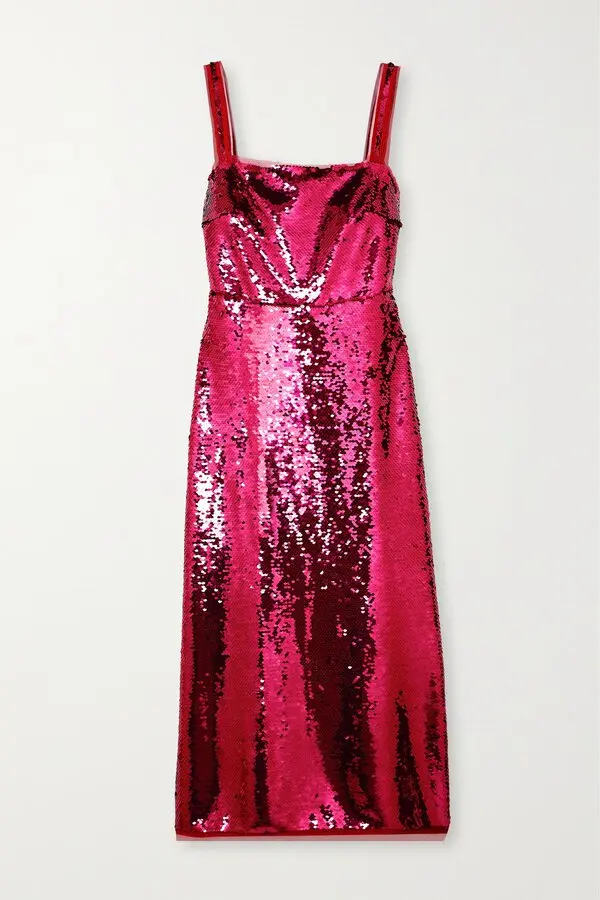 MOLLY GODDARD Miranda Sequined Tulle Midi Dress - Pink