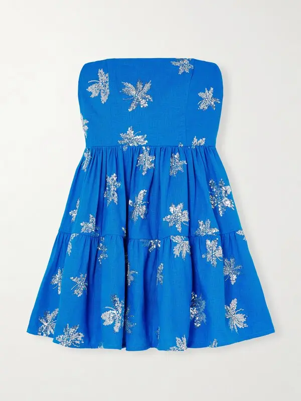 Waimari Net Sustain Stardust Embellished Mini Dress In Blue - 50% Off |  Editorialist