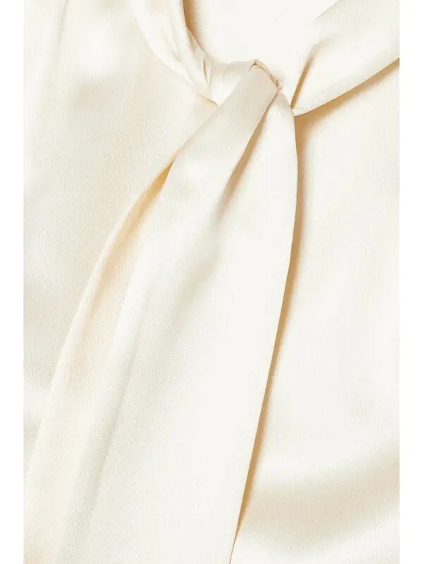 Saint Laurent Cropped Silk-charmeuse Blouse - Neutrals