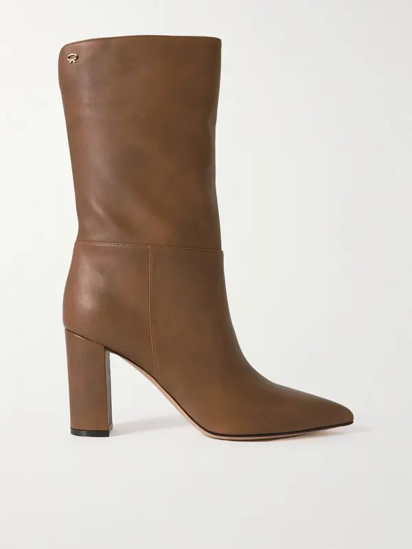 GIANVITO ROSSI Piper 85 Leather Knee Boots - Brown