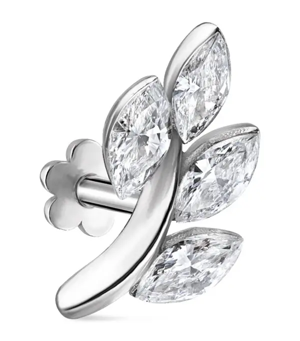 MARIA TASH Diamond Vine Threaded Stud Earring - White
