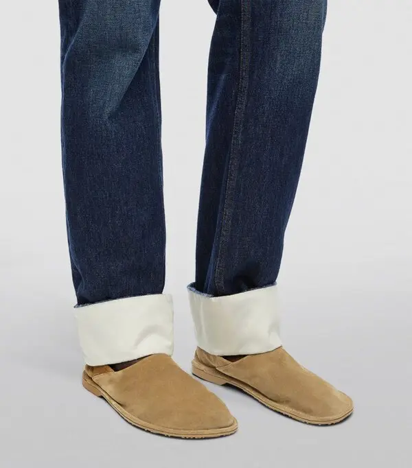 Loewe Suede Folio Slippers - White | Editorialist