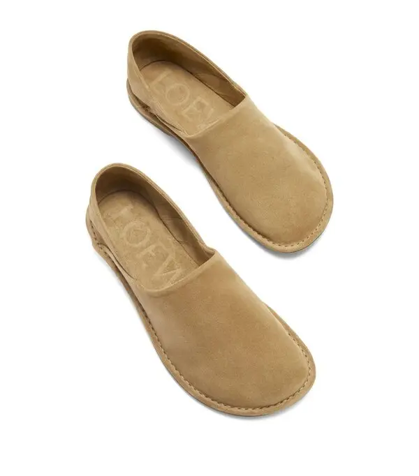 Loewe Suede Folio Slippers - White | Editorialist