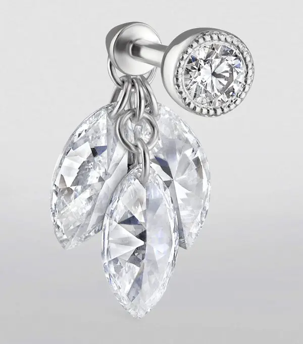 MARIA TASH Floating Diamond Plume Threaded Charm Earring