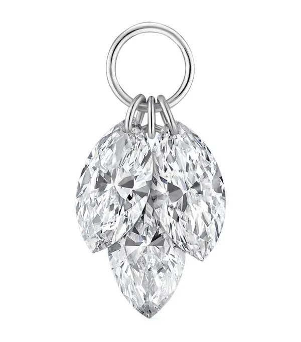 MARIA TASH Floating Diamond Plume Charm - White