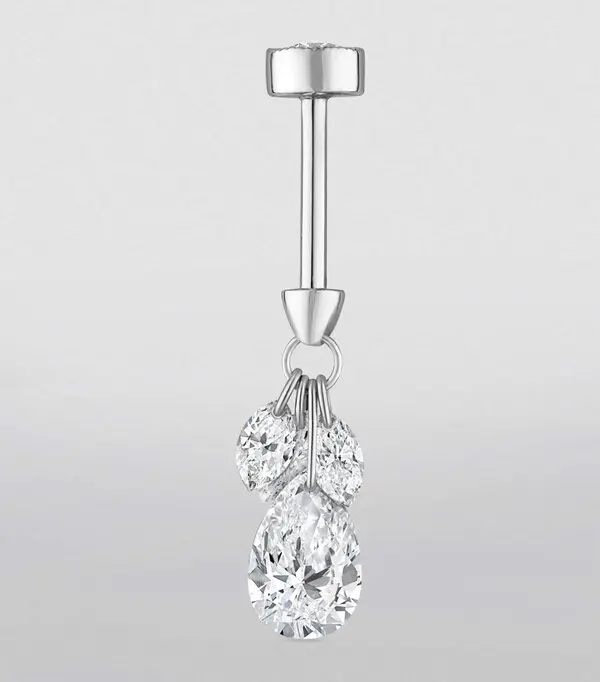MARIA TASH Floating Pear Diamond Plume Threaded Charm Earring