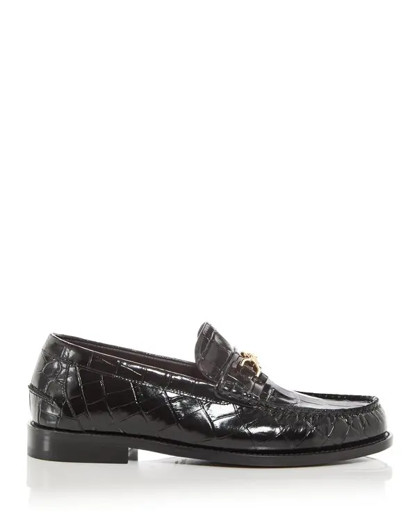 Versace Medusa '95 Croc Embossed Loafers - Black