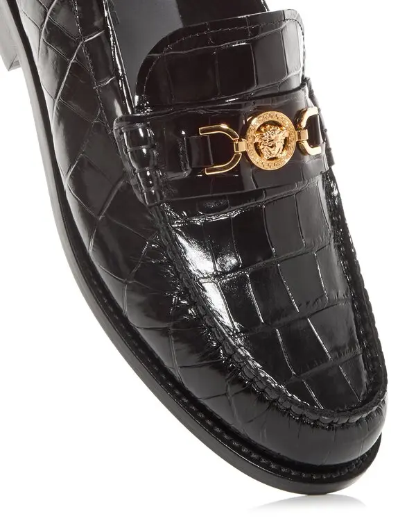 Versace Medusa '95 Croc Embossed Loafers - Black
