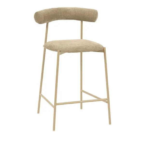 TOV FURNITURE Liliana Performance Velvet Bar Stool - Taupe