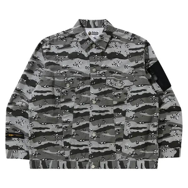 A BATHING APE Desert Camo Loose Fit Trucker Jacket - Black