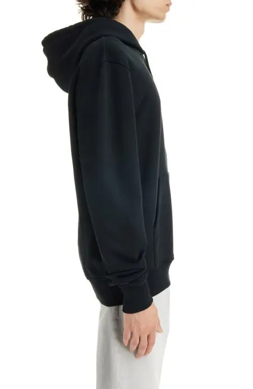 AMI Paris De Coeur Embroidered Cotton Knit Hoodie - Black/001