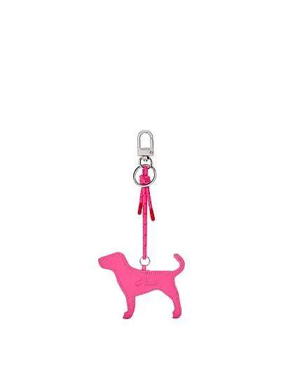 Pink Metal Heart Keychain Charm - Pink