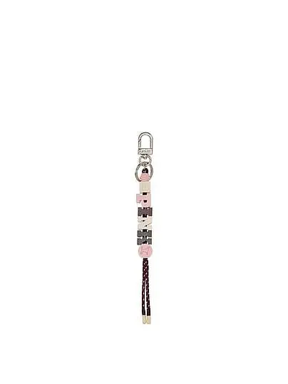 Pink Metal Heart Keychain Charm - Purple