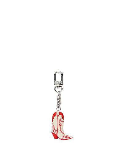 Pink Metal Heart Keychain Charm - White,ivory