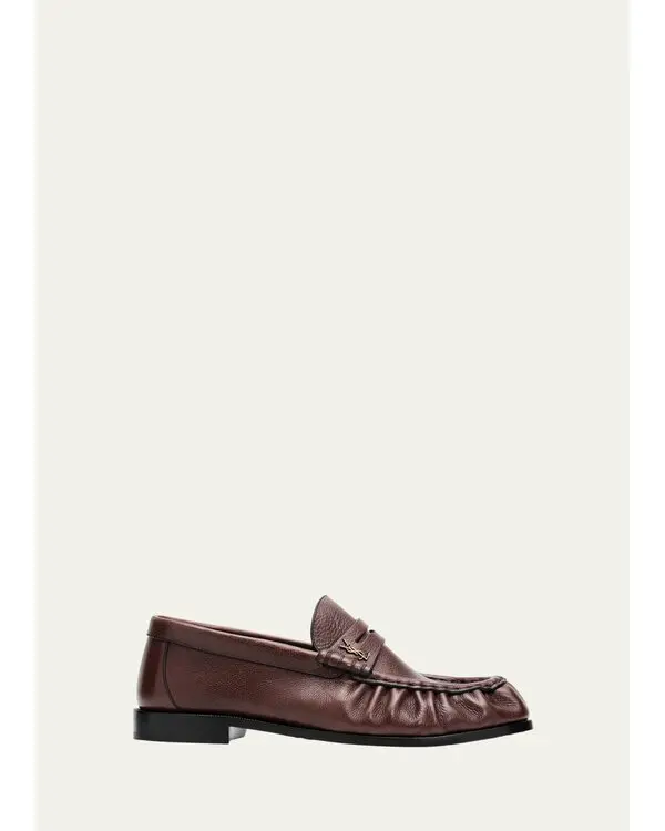 Saint Laurent Le Leather Penny Loafers - Paris Brown