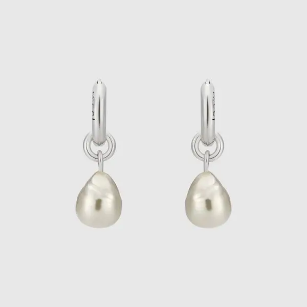 Gucci Hoop Earrings With Pearl Drops
