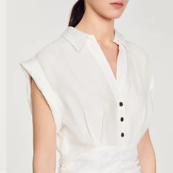 sandro short draped dress Sandro Short Draped Dress In White - 65% Off