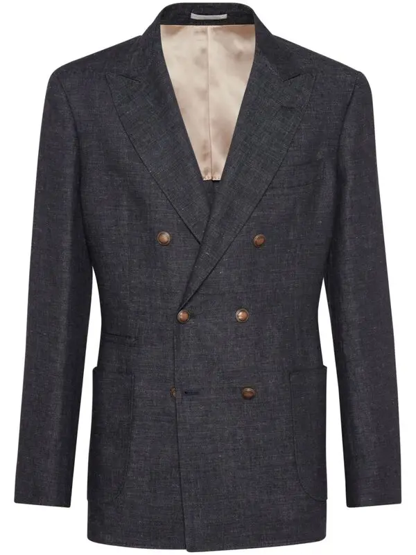 Brunello Cucinelli Double-breasted Linen Blazer
