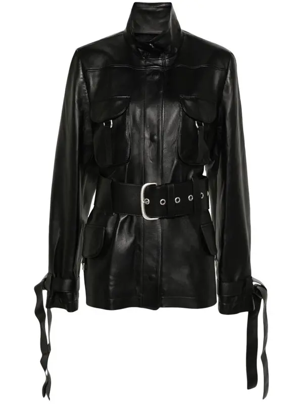 Off-White Co Cargo Belted Leather Jacket