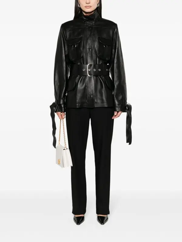 Off-White Co Cargo Belted Leather Jacket
