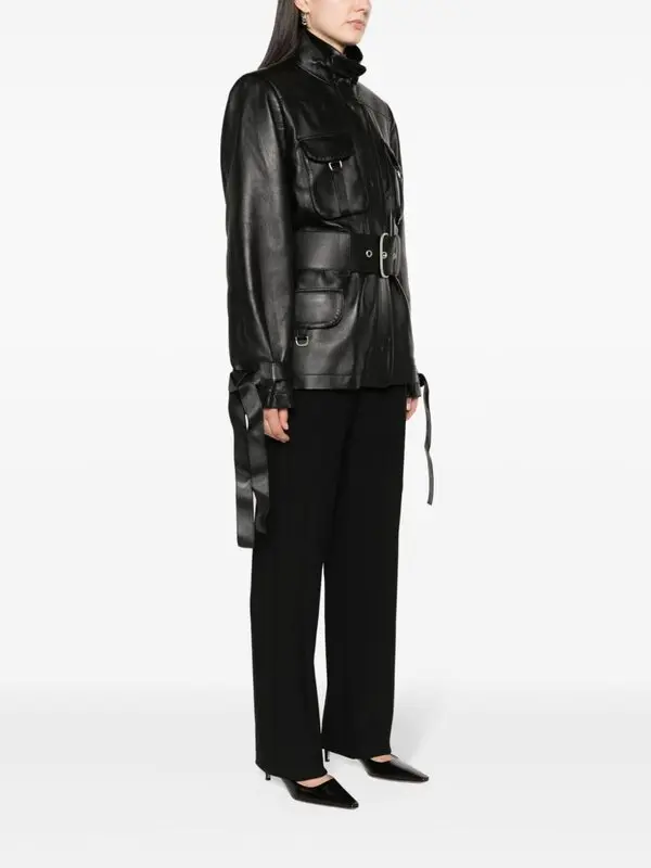 Off-White Co Cargo Belted Leather Jacket