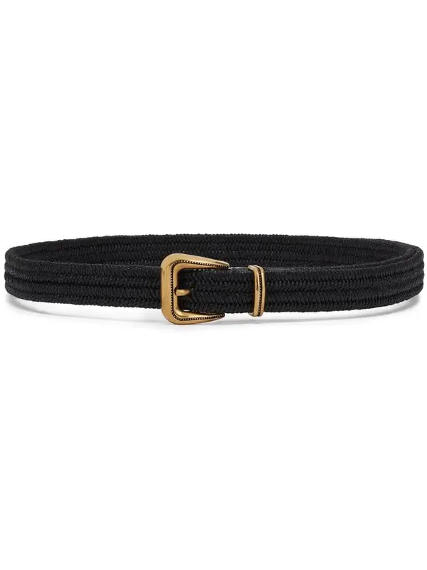 Brunello Cucinelli Woven Linen Belt - Black