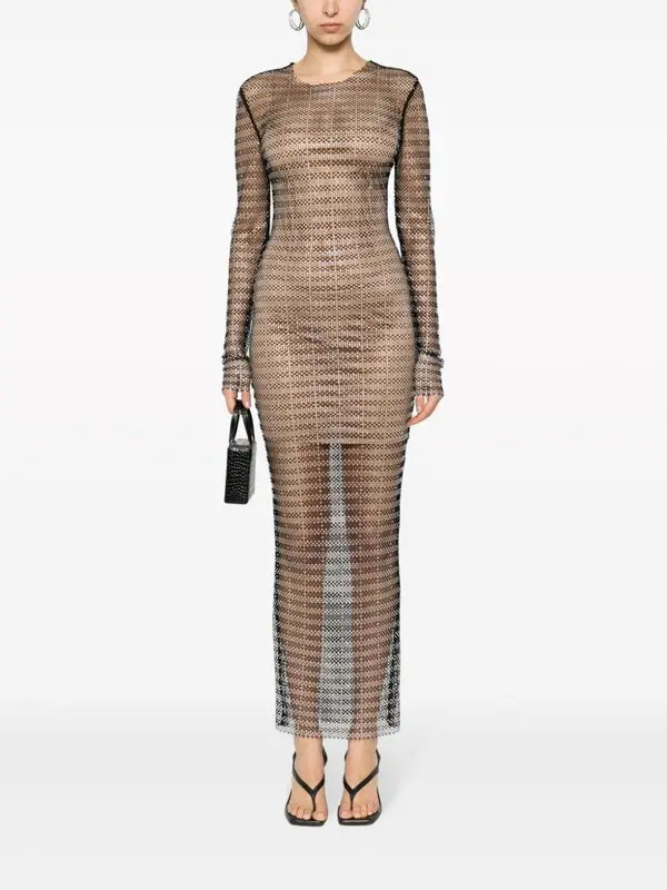 GENNY Crystal-embellished Mesh Maxi Dress