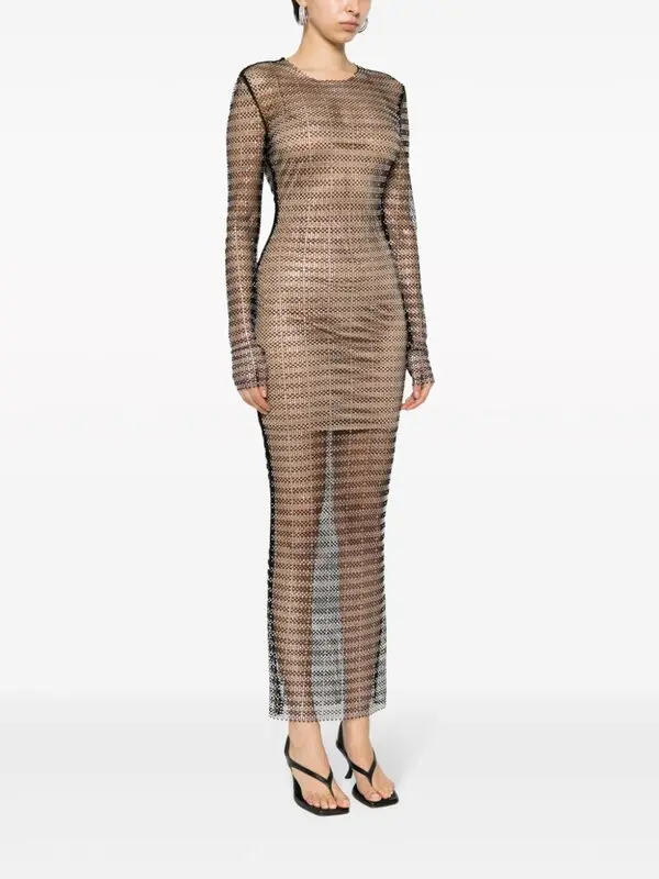 GENNY Crystal-embellished Mesh Maxi Dress