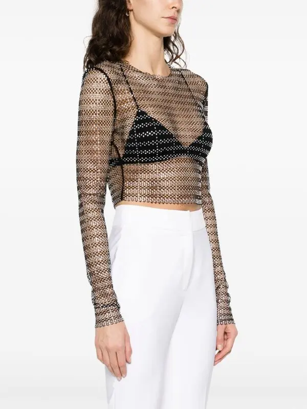 GENNY Rhinestone-embellished Mesh Top