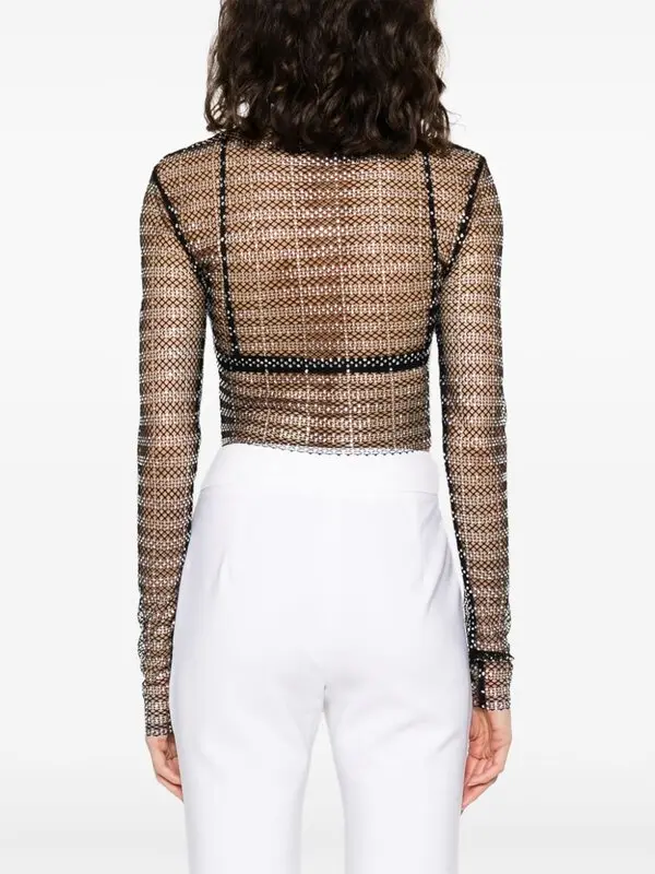 GENNY Rhinestone-embellished Mesh Top