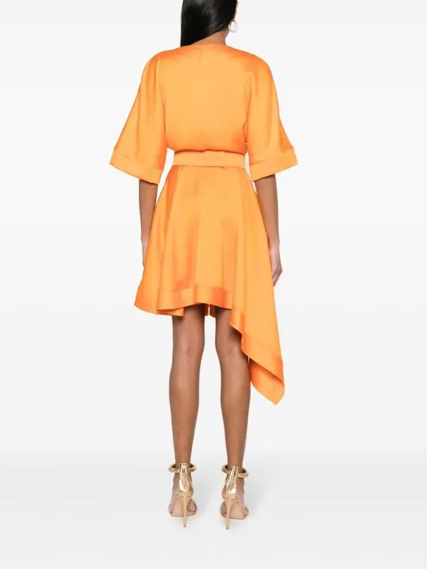 GENNY Belted Asymmetric Midi Dress