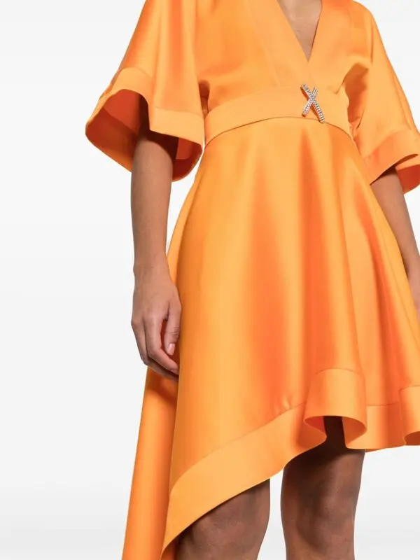 GENNY Belted Asymmetric Midi Dress